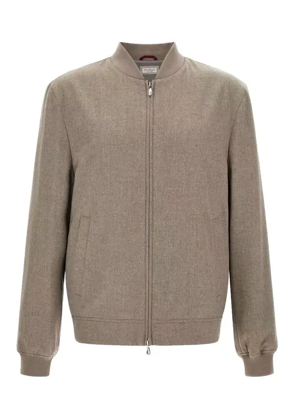 Brunello Cucinelli Mélange Zip-up Bomber Jacket - Grey