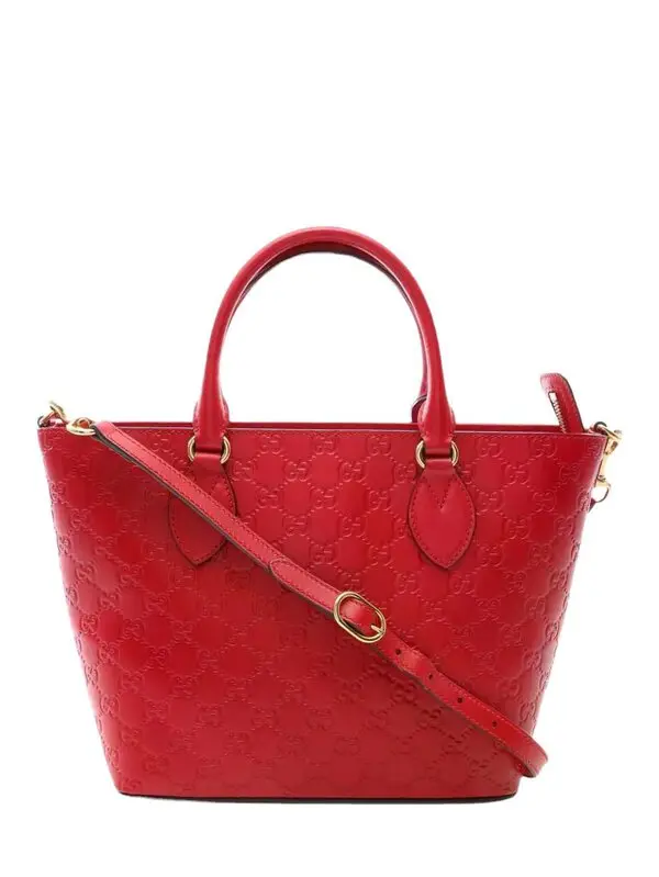 Gucci Calf Leather Guccissima Tote Bag - Red