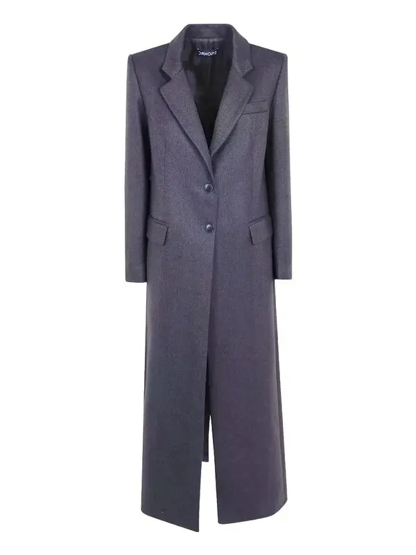 DRHOPE Single-breasted Herringbone Coat - Grey