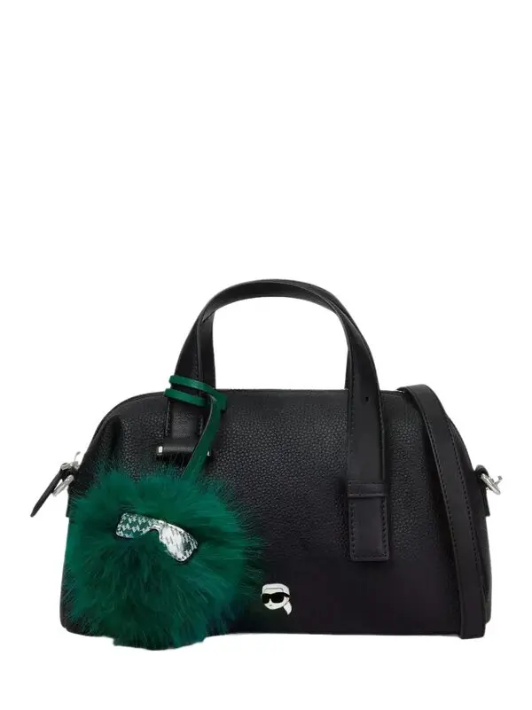 Karl Lagerfeld Small Ikon Pebble Satchel Bag - Black