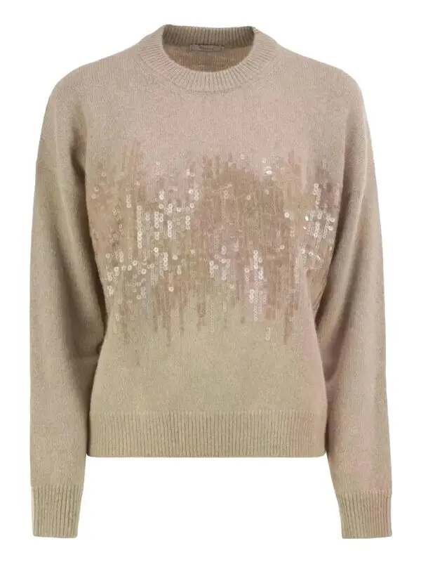 Peserico Sequin Embellished Crew Neck Sweater - Neutrals