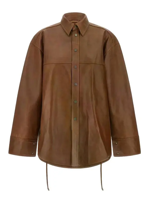 HAIKURE Victoria Leather Shirt - Brown