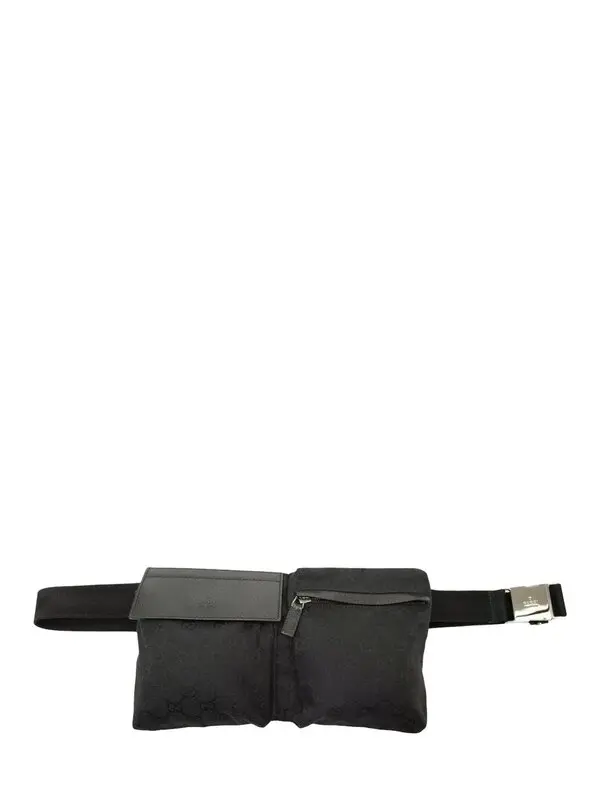 Gucci Gg Canvas Double Pocket Belt Bag - Black