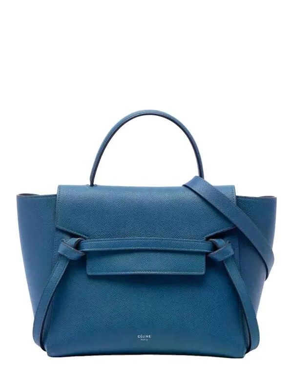 Celine Grained Calfskin Belt Bag Satchel - Blue