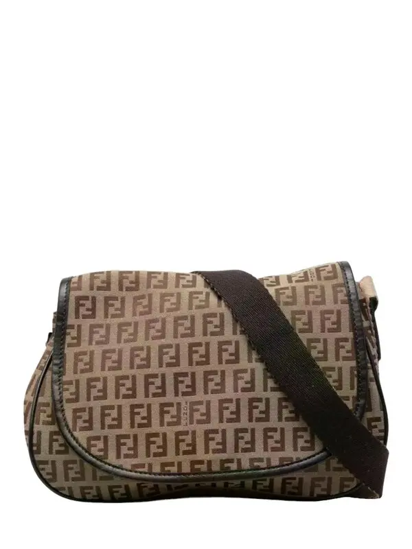 Fendi Zucchino Canvas Crossbody Bag - Brown