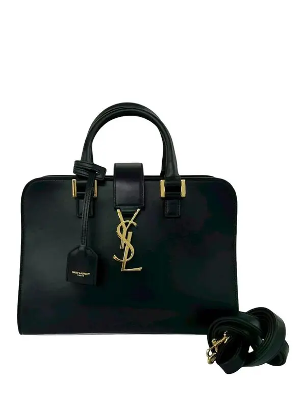 Saint Laurent Leather Monogram Cabas Satchel - Black