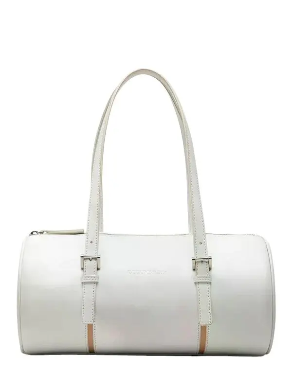 Burberry Leather Barrel Shoulder Bag - White