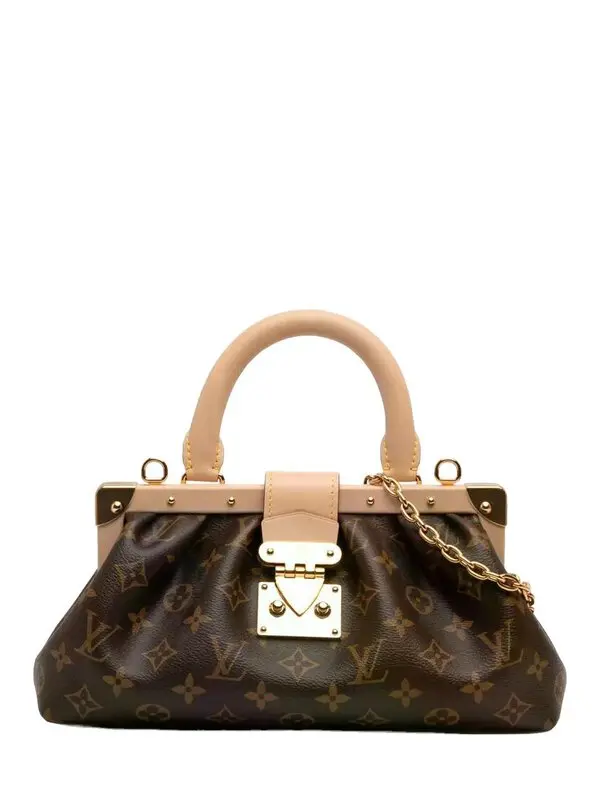 LOUIS VUITTON Monogram Clutch Top Handle Bag Satchel - Brown