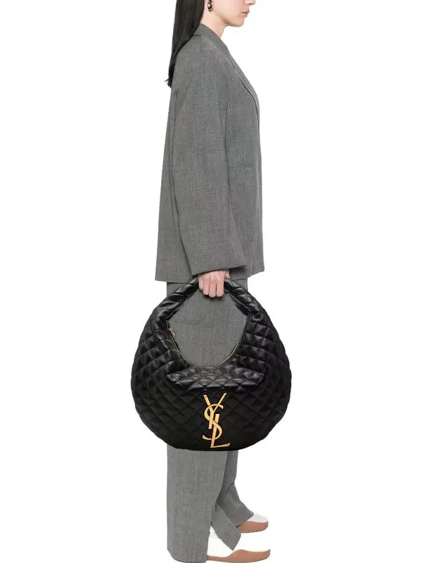Saint Laurent Icare Quilted Nappa Monogram Hobo Bag - Black