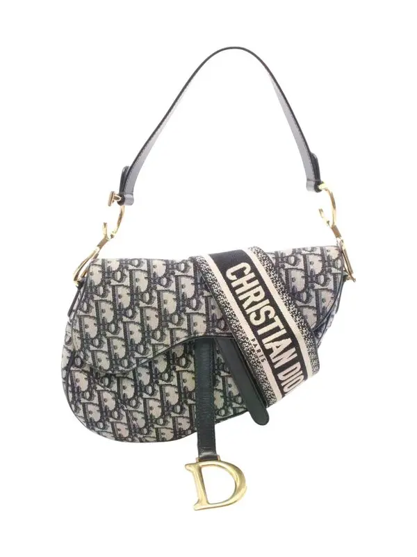 Dior Oblique Canvas Saddle Bag Shoulder Bag - Blue