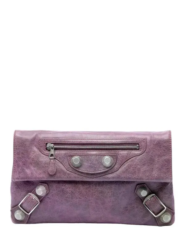 Balenciaga Lambskin Motocross Giant 21 Envelope Clutch Bag - Purple