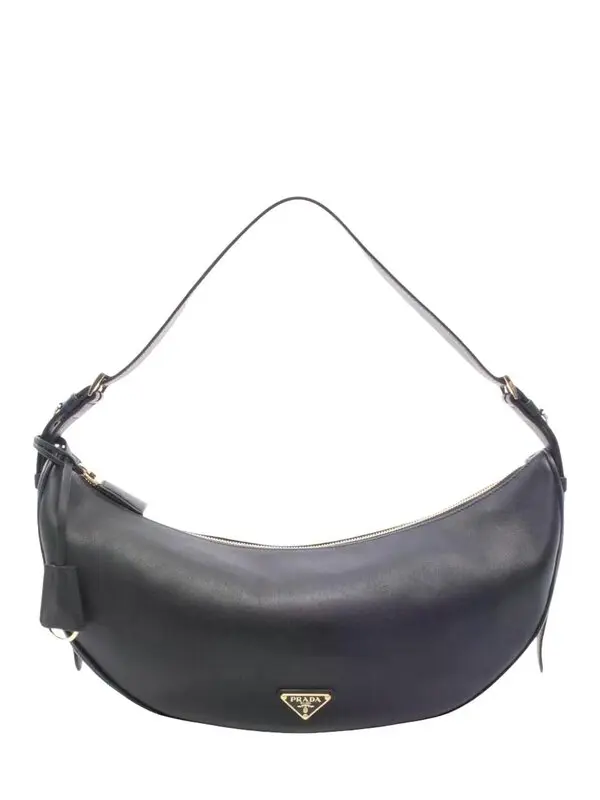 Prada Large Calfskin Demi Lune Shoulder Bag - Black