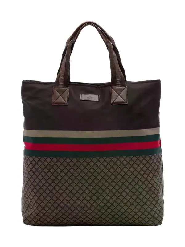 Gucci Diamante Nylon Web Tote Bag - Brown