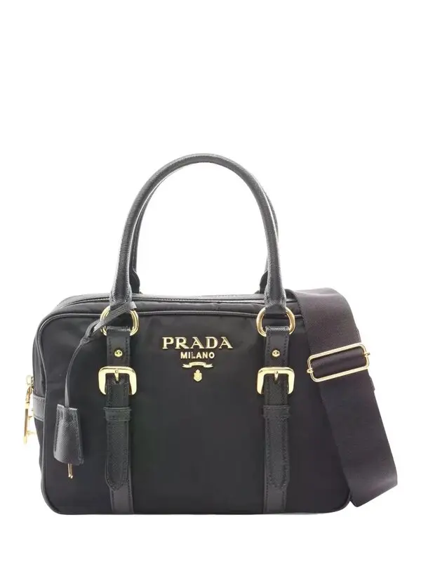 Prada Tessuto Satchel With Saffiano Trim - Black