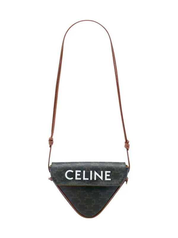 Celine Triomphe Coated Canvas Logo Triangle Crossbody Bag - Brown