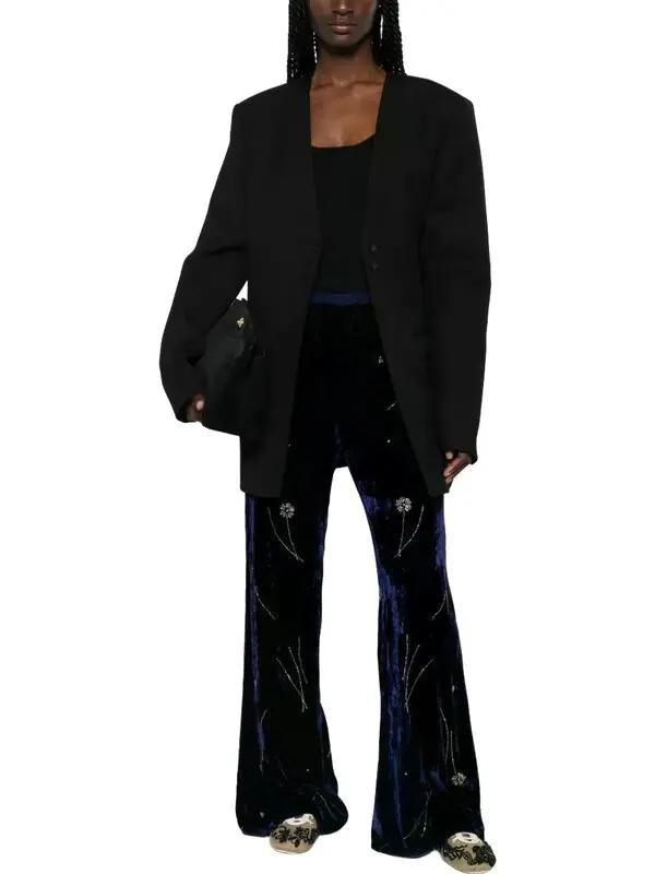 FORTE_FORTE Crystal Embellished Palazzo Pants - Blue