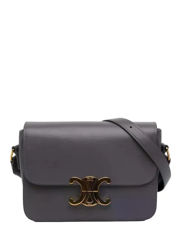 Celine Triomphe Crossbody Bag In Shiny Calfskin - Grey
