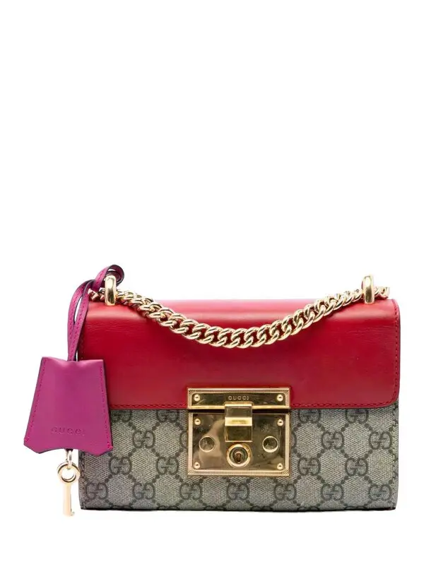 Gucci Gg Supreme Padlock Crossbody Bag - Neutrals