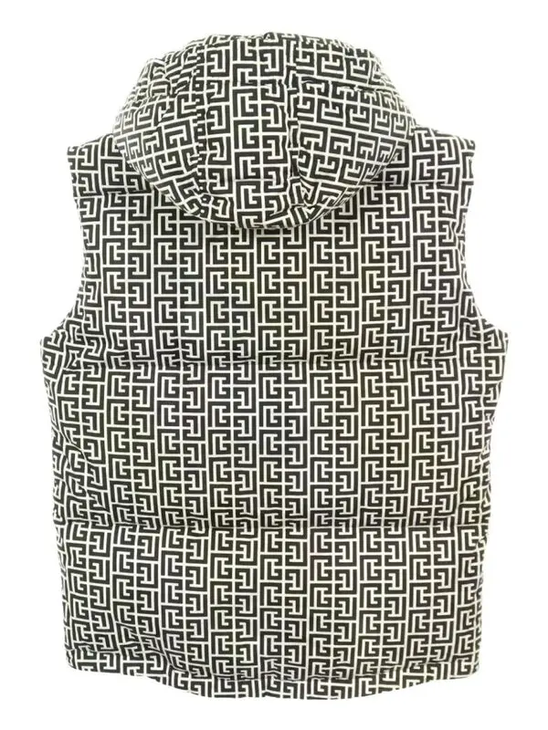 Balmain Monogram Hooded Down Vest - Black
