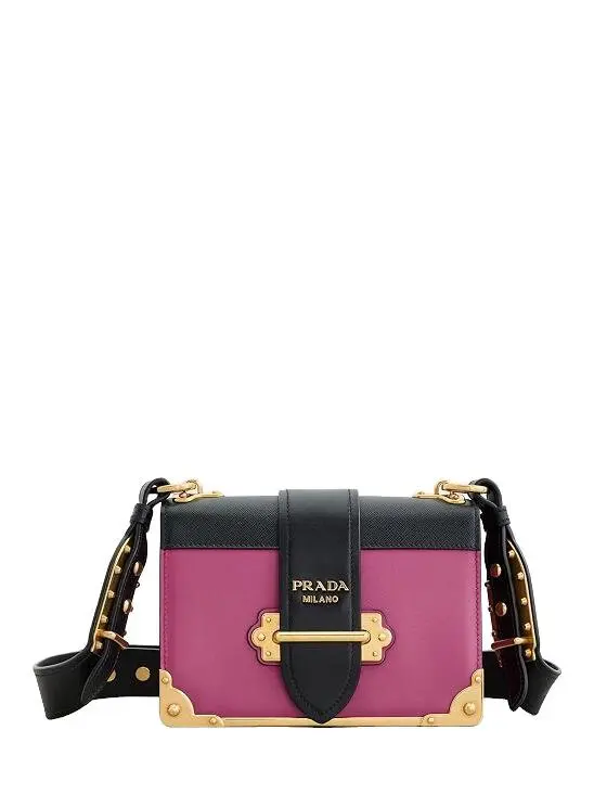 Shopbop Prada Cahier Calf Leather Shoulder Bag - Black