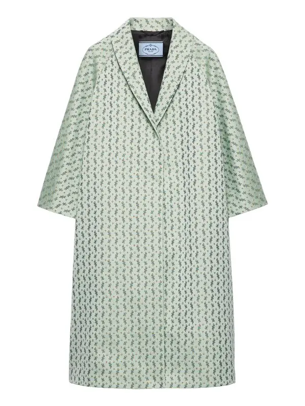 Prada Single-breasted Floral Jacquard Duchesse Coat - Green