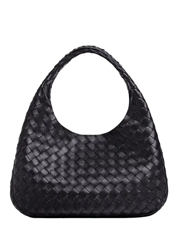 Bottega Veneta Woven Leather Bell Bag - Black