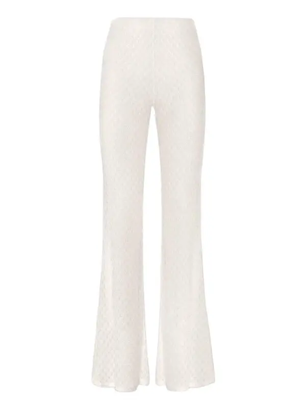 Missoni Viscose Lame Raschel Workmanship Wide Leg Pants - White