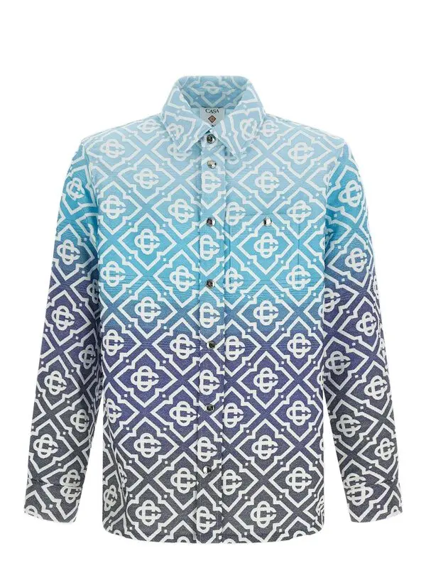 Casablanca Monogram Gradient Jacquard Cotton Jacket - Blue
