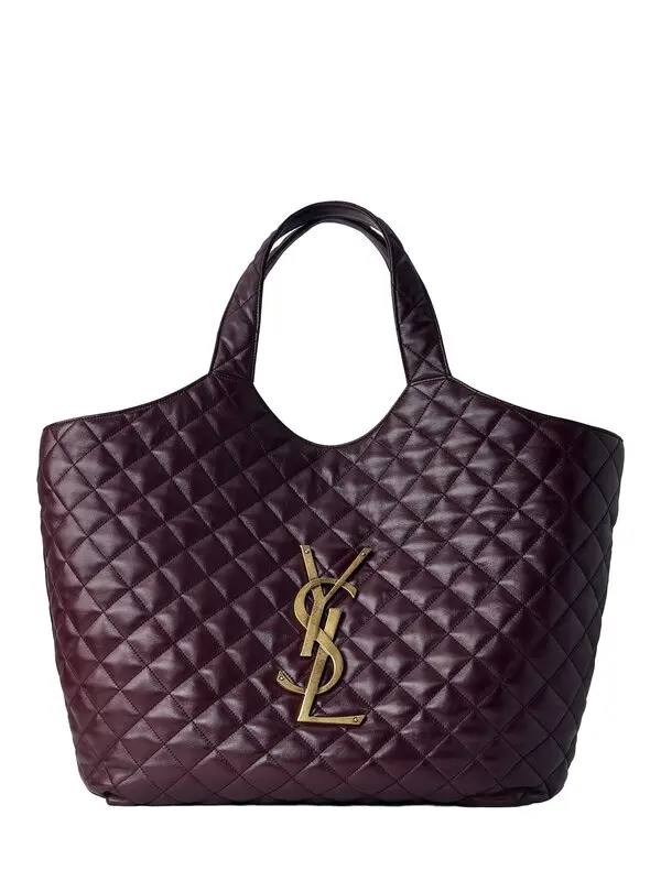 Saint Laurent Icare Maxi Quilted Leather Tote Bag - Red