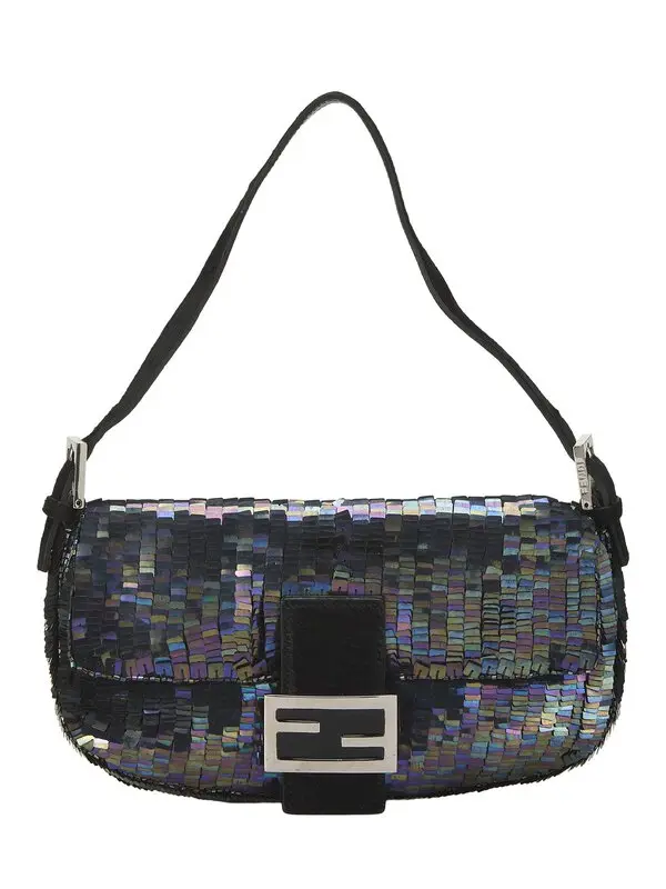 Fendi Sequin Baguette Shoulder Bag - Navy