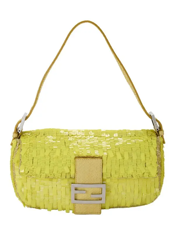 Fendi Sequin Baguette Shoulder Bag - Yellow