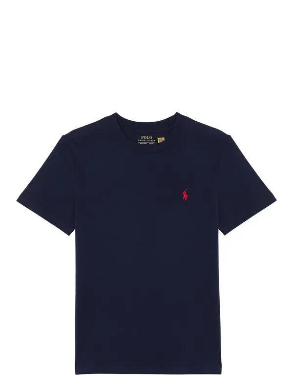 Polo Ralph Lauren Crew-neck Cotton T-shirt With Embroidered Logo - Blue