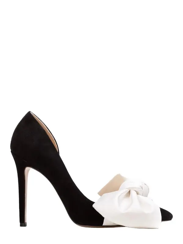 GINISSIMA Samantha Suede Stilettos With Oversized Bow Detailing - Black