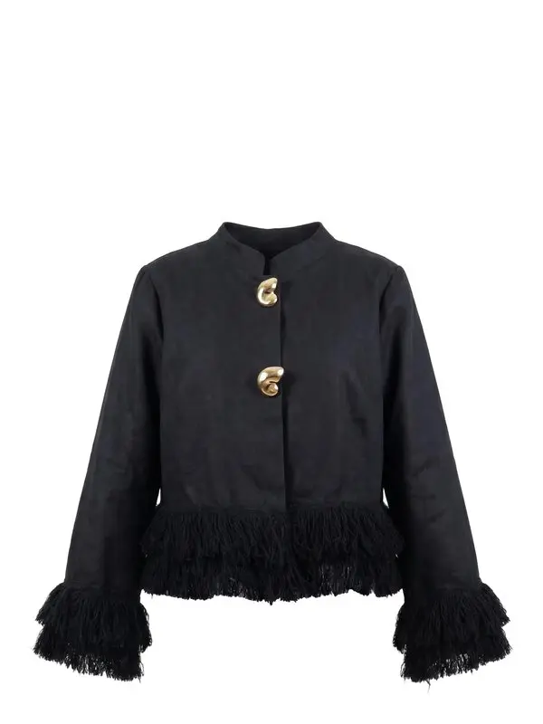 MUDA CLOTHING FZ LLC Linen Jacket With Embroidered Accents - Black