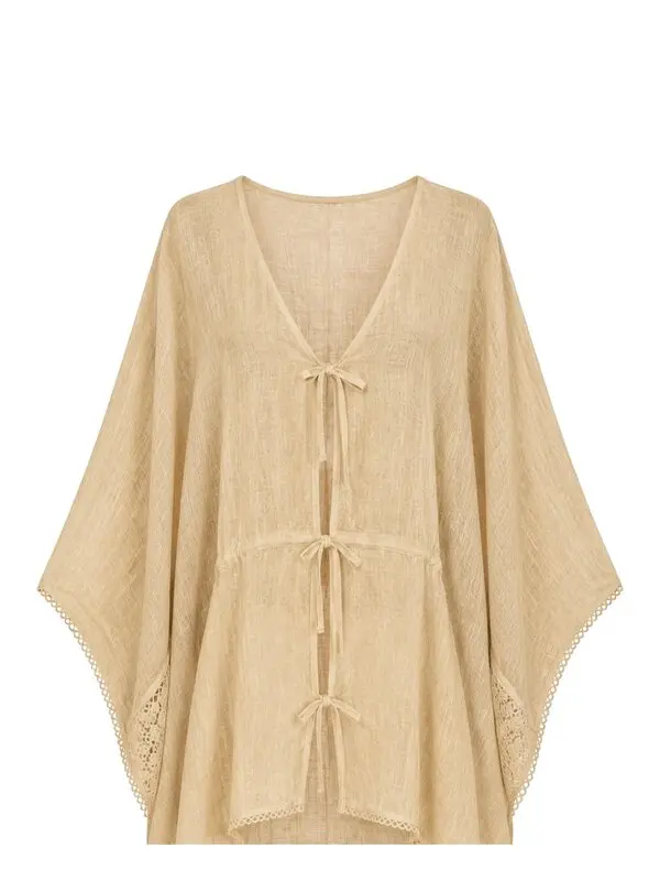 MUCHE & MUCHETTE Ishaan Kimono With Crochet Detail - Brown