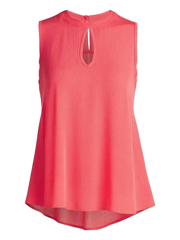 CONQUISTA Sleeveless Top With Keyhole Neckline And Rounded Hem - Red
