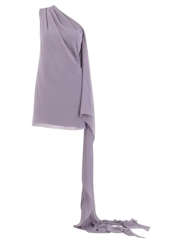 SUN CULTURE Mini Dress With One Shoulder And Draped Shawl - Purple