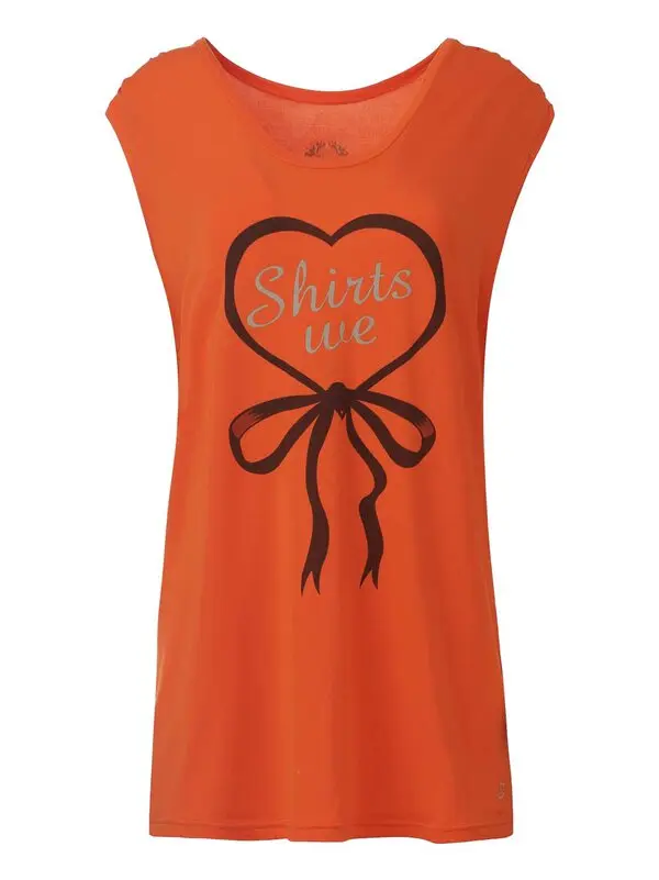 CONQUISTA Oversized Printed Sleeveless T-shirt - Orange