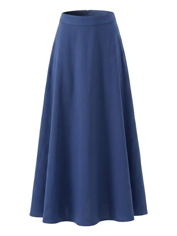 Yumi Kim Juki Navy Linen Midi Skirt - Blue