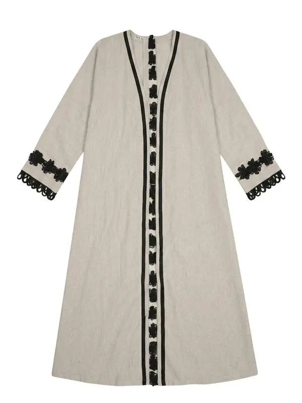 MUDA CLOTHING FZ LLC Yara Linen Shrug With Embroidered Sleeves - Beige