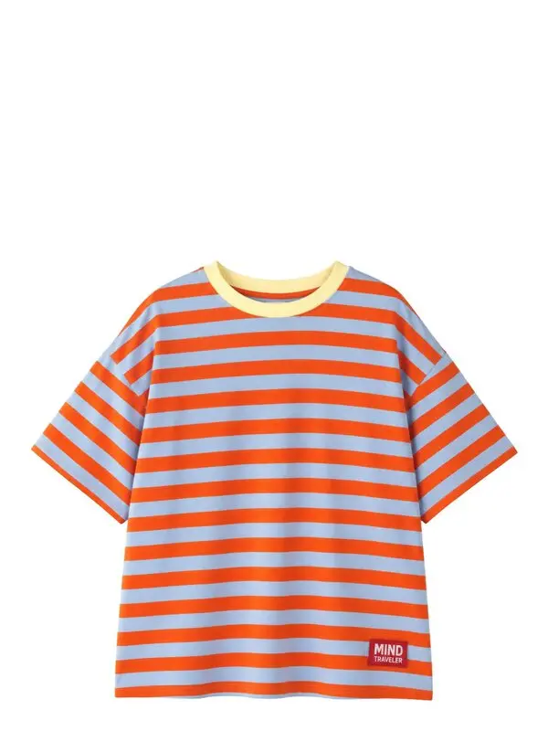 Mind Traveler Oversized Striped T-shirt - Orange