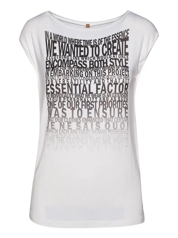 CONQUISTA Sleeveless Top With Word Print - White