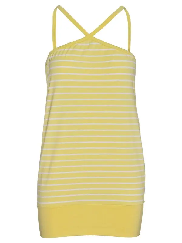 CONQUISTA Strappy Striped Mini Dress - Yellow