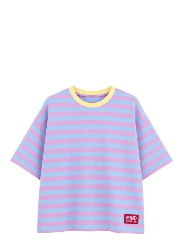 Mind Traveler Striped Oversized T-shirt - Purple