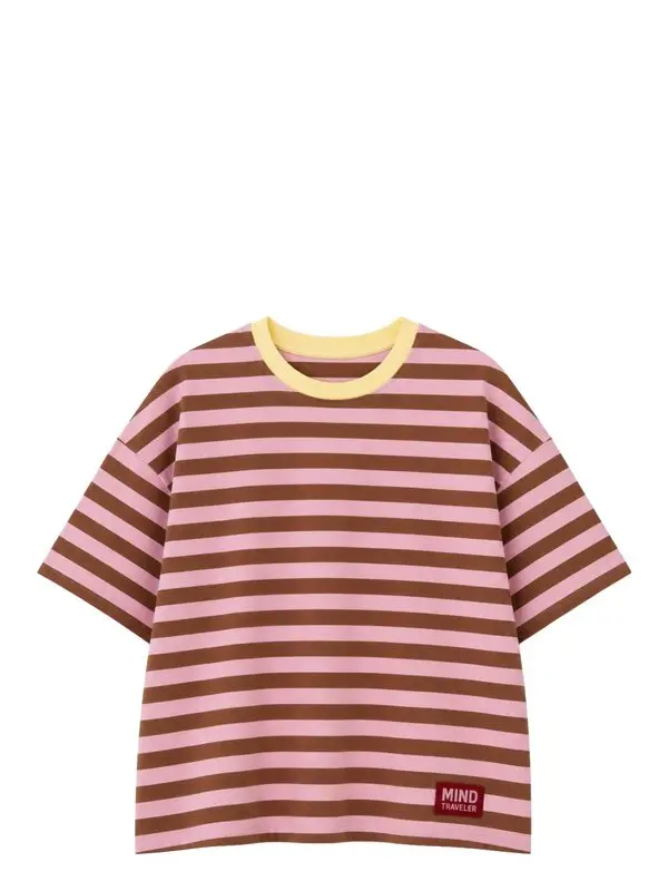 Mind Traveler Oversized Striped T-shirt - Brown