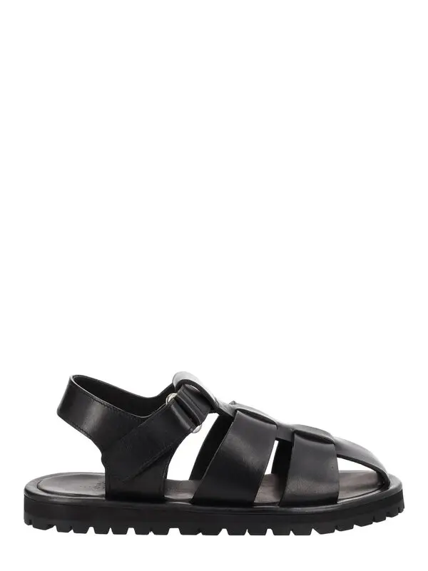 Studio Nicholson Sandom Calfskin Fisherman Sandals With Serrated Sole - Black