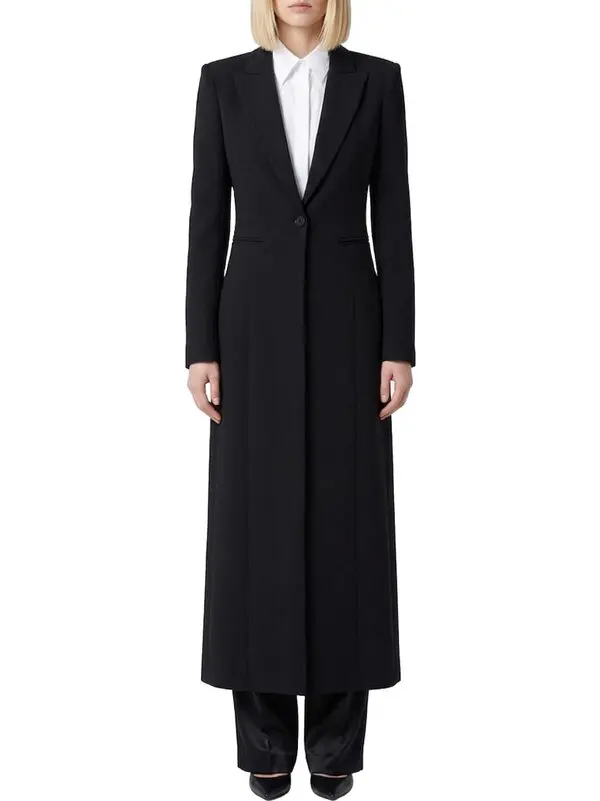 Patrizia Pepe Single-breasted Long Coat - Black