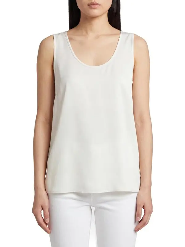 PAROSH P.a.r.o.s.h. Sleeveless U-neck Top In Polyester - White