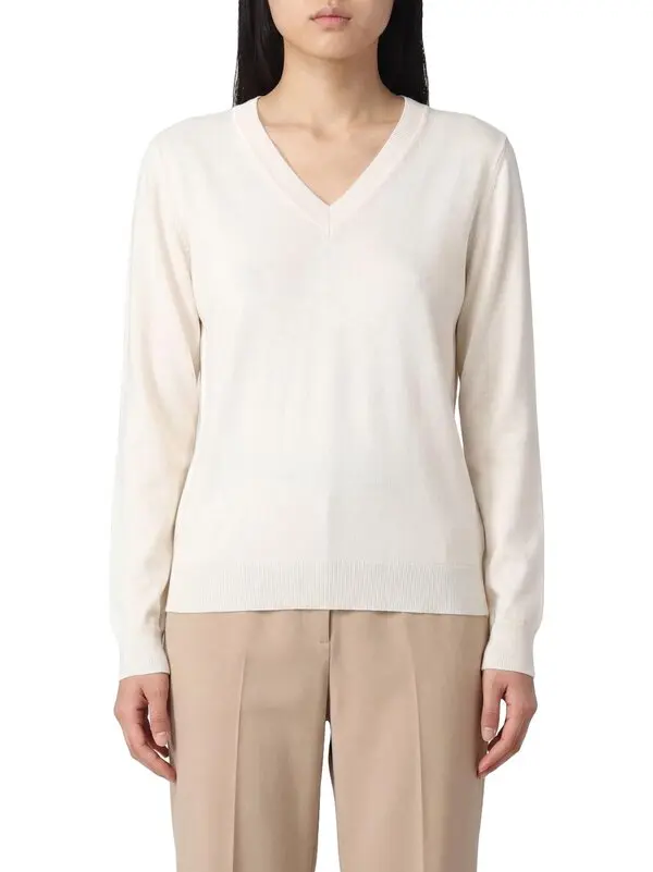 PAROSH P.a.r.o.s.h. V-neck Jumper In Wool, Silk, And Cashmere Blend - White