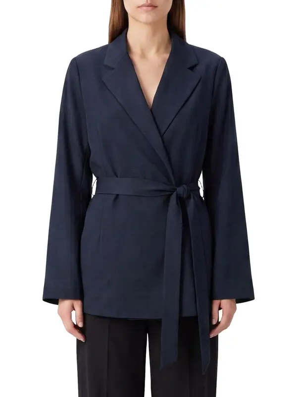 PAROSH P.a.r.o.s.h. Belted Robe-style Blazer - Blue
